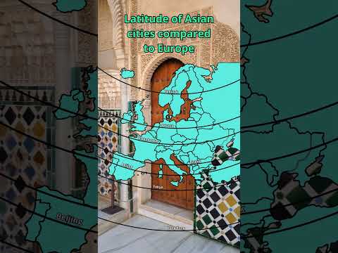 Latitude of Asian cities compared to Europe