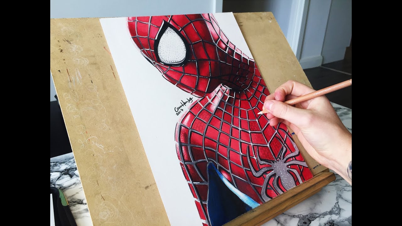 REALISTIC Spiderman Drawing using Colored Pencils