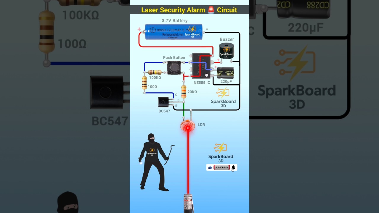 Laser security alarm 🚨 circuit | Anti theft alarm | Burglar alarm #diyproject