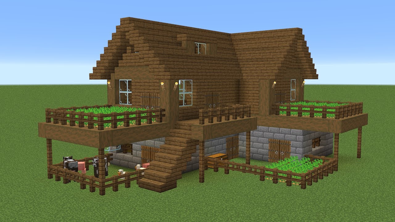 Minecraft - How to build a Spruce Starter Survival House with Farm ...