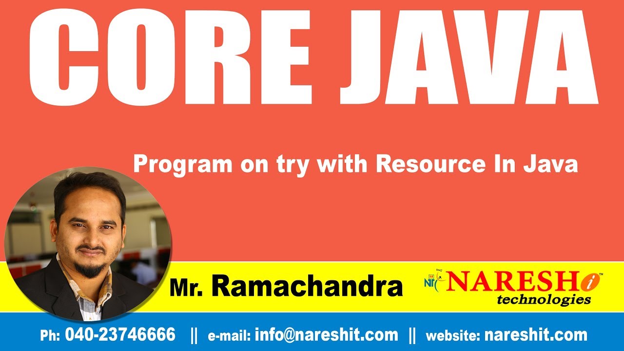 Core Java Tutorials | Program on try with Resource In Java | Mr.Ramachandra