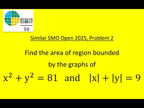 Similar SMO Open 2025, #2 Find area of region bounded by graphs of x^2+y^2=81 and |x|+|y|=9