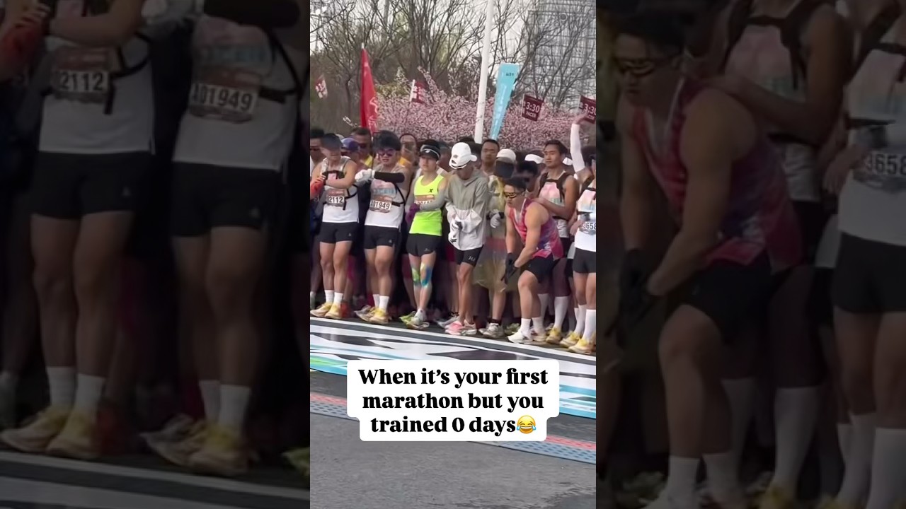 WHEN IT’S YOUR FIRST MARATHON BUT YOU TRAINED 0 DAYS 😂