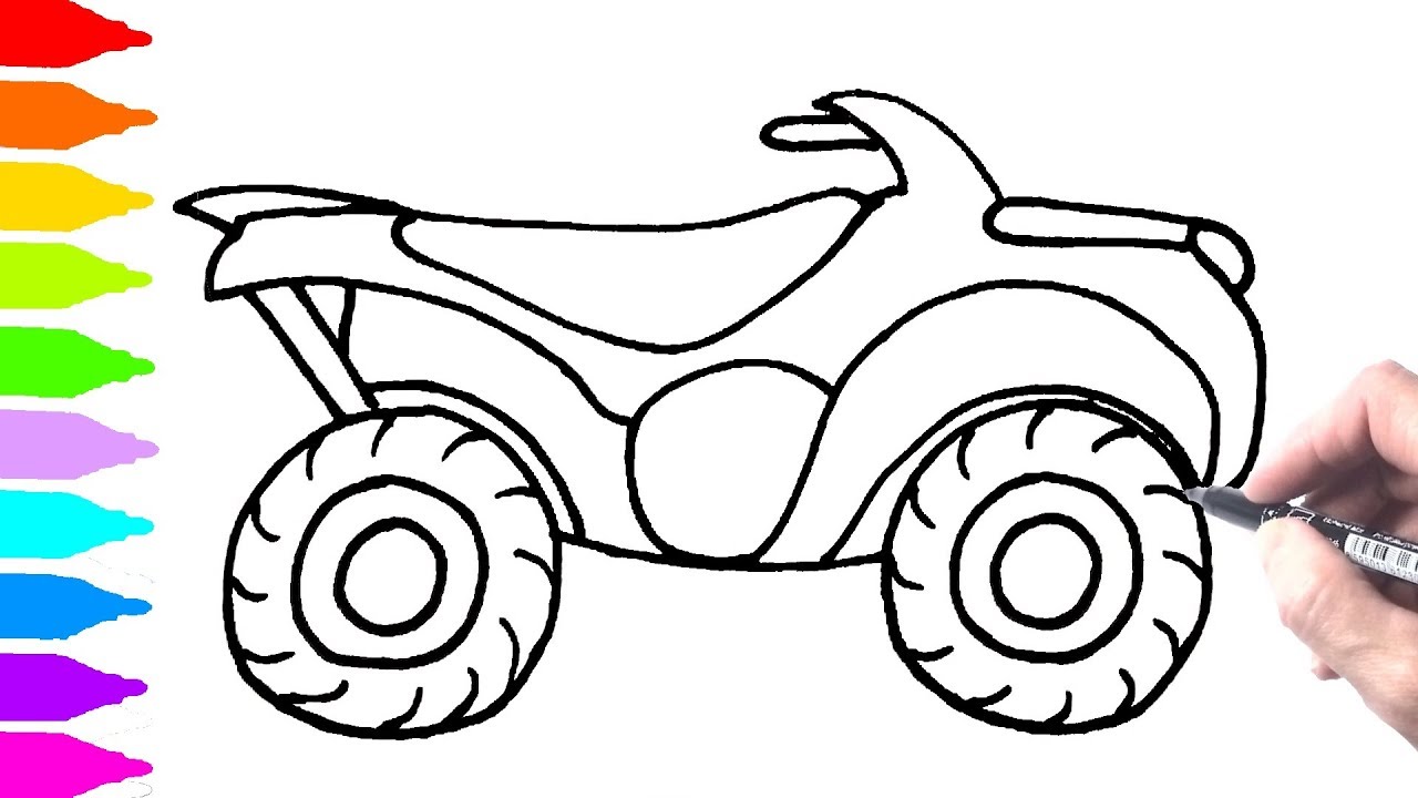 Quad Bike coloring pages, colors with vehicles video, coloring video