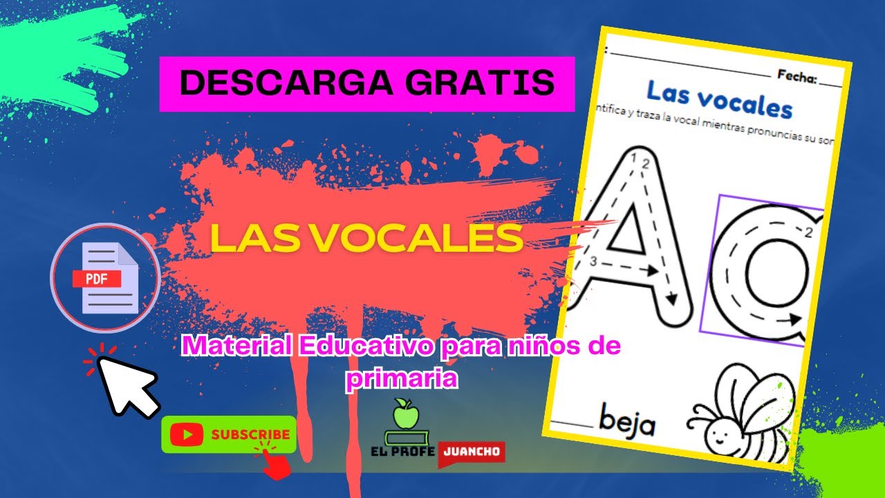 Las Vocales Gratis para Imprimir en PDF👨🏼‍💻  A- E- I - O - U  #vocales  #docentes