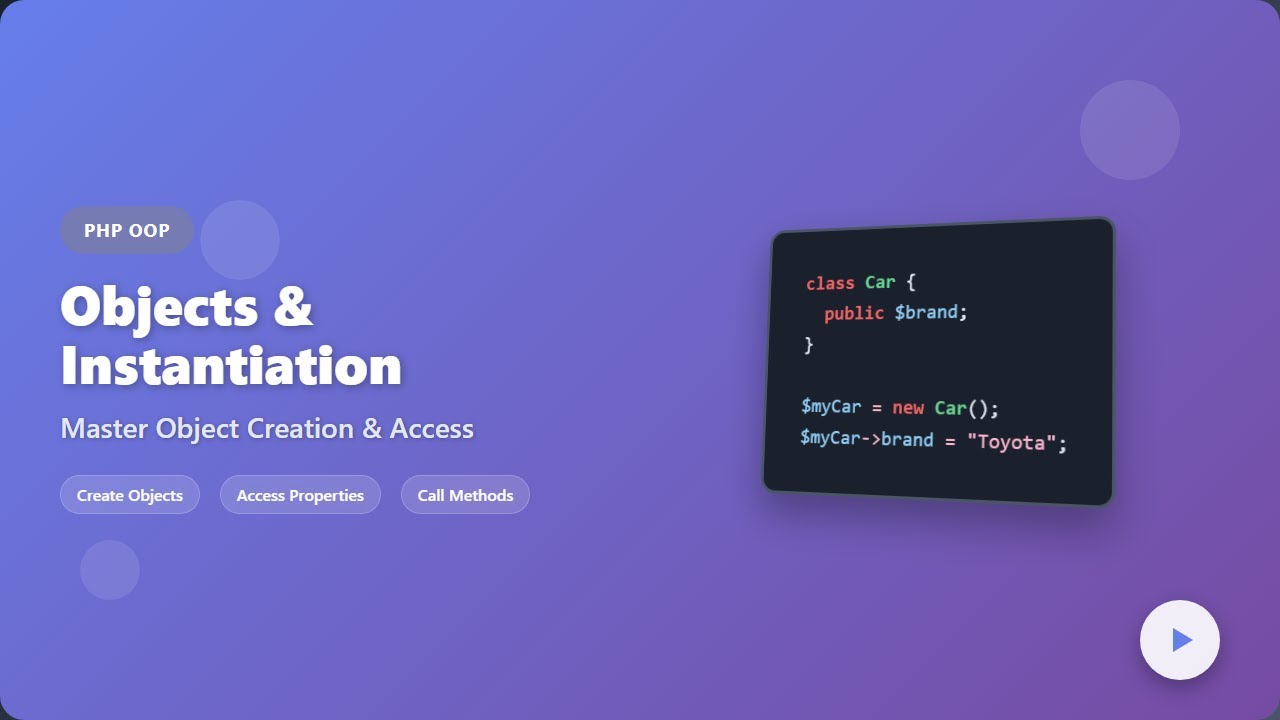 PHP OOP for Beginners: Objects, Classes, and Instantiation Explained!