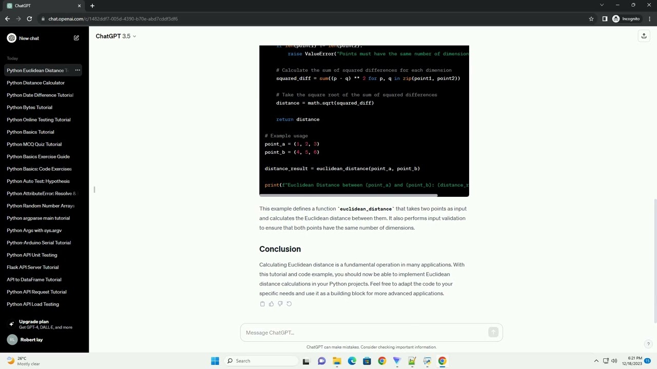python calculate euclidean distance