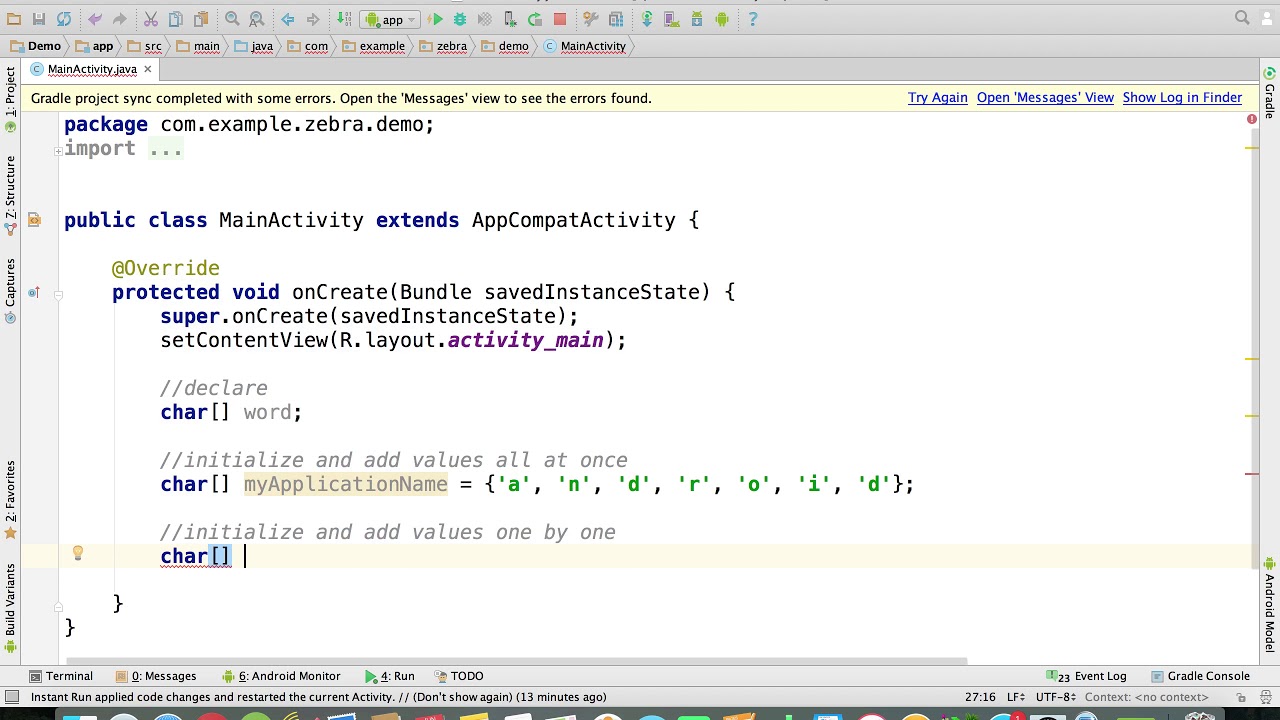 Java - Declaring Char Arrays  | Arrays in Java