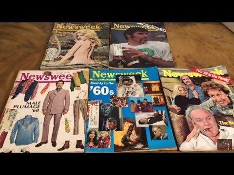 ☮️📖📺 Late 1960s Early 1970s Newsweek magazine Joe Namath , Barbarella , All in the Family covers☮️📖