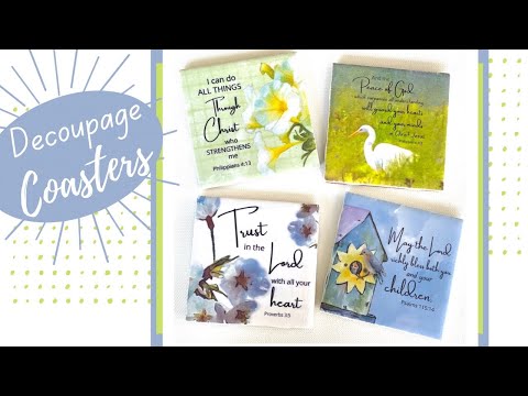 Decoupage a Ceramic Tile to Make a Coaster Two Ways - Beginner Tutorial - DIY Home Decor Project