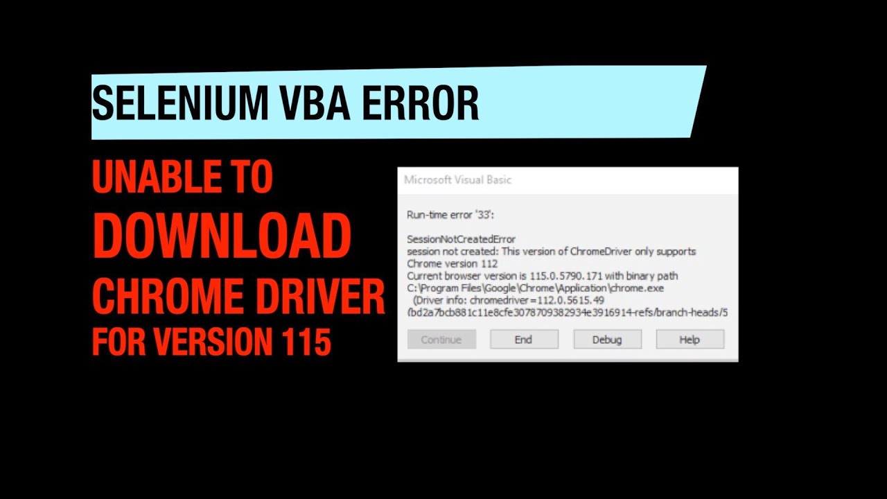 Selenium VBA Error: Unable to download chrome driver for version 115