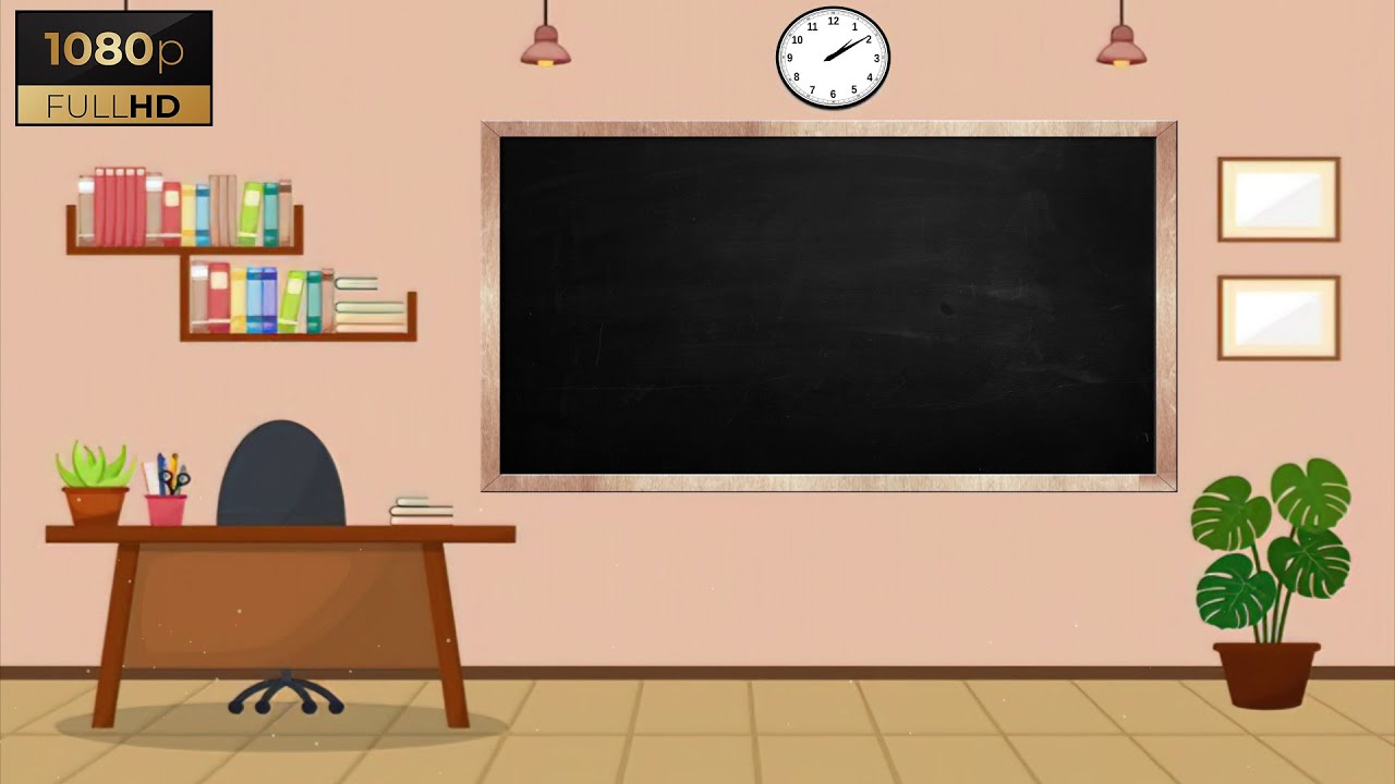 Class room with board time-laps animation, animated classroom background no copyright, hd classroom