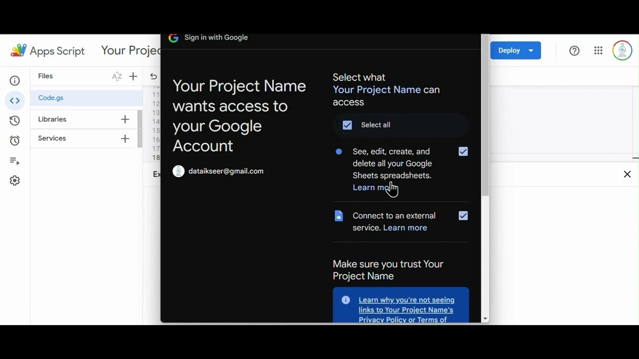 How to Review Permission for Google Apps Script | Authorization Required