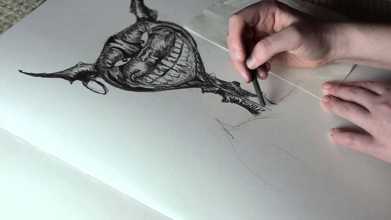 Charcoal Drawing Of The Cheshire Cat: Alice Madness Returns