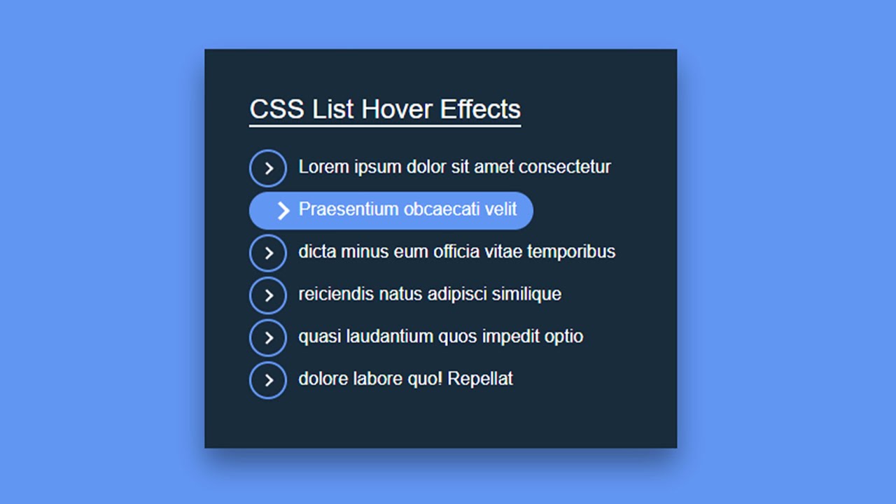 CSS Creative List Item Hover Effects