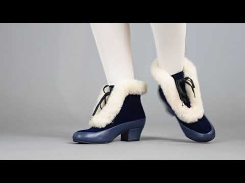 ALPEN RETRO WINTER BOOTIES (NAVY/IVORY)(1920S-1960)