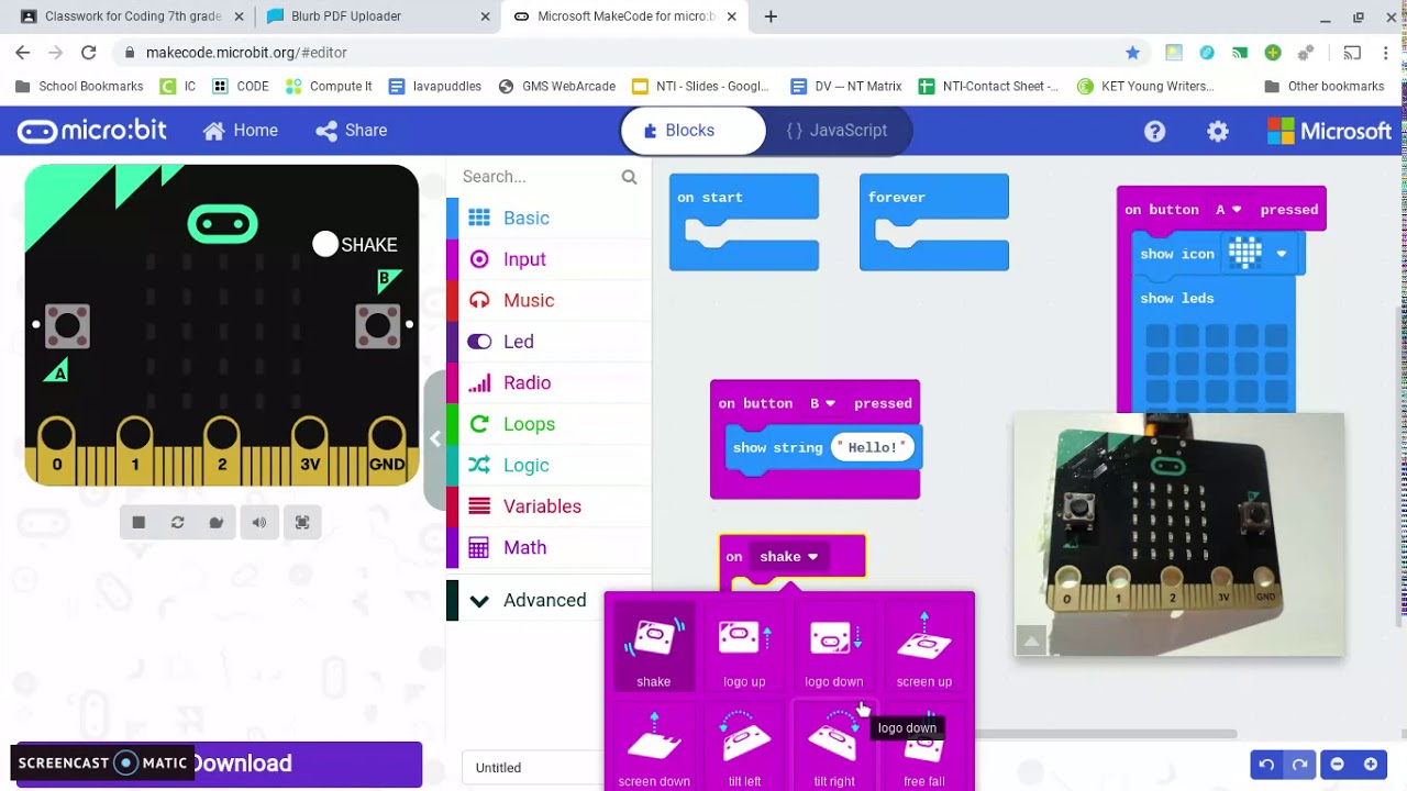 Microbit 1: Downloading a program