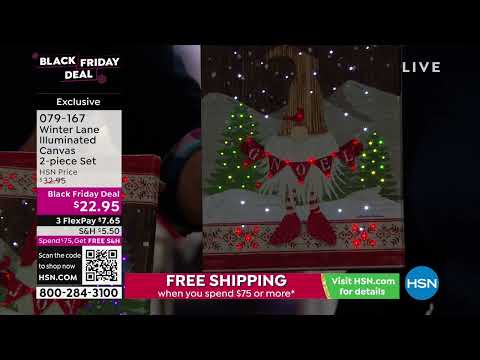 Winter Lane Illuminated Red Truck Canvas 2pack