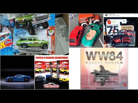 Hot Wheels Wonder Woman Jet, Matchbox Pagani Huayra, Nova Wagon Gasser, Ford F350, Dodge D200