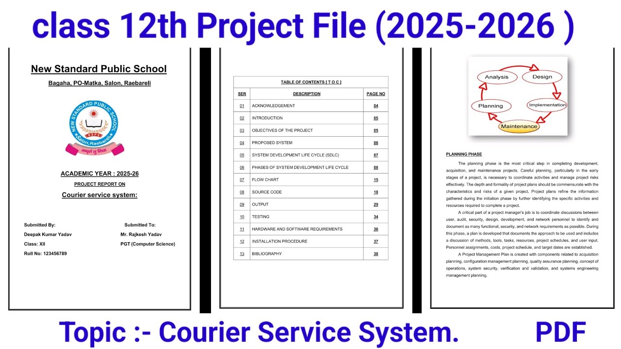 Class 12 Computer Science & IP Project 2025 | Courier Service System | PDF File + Output | #pdf #cs