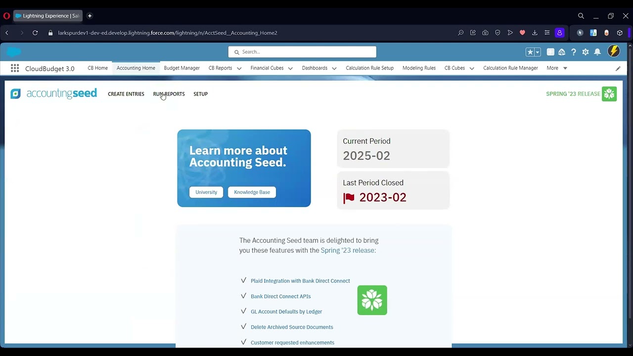 Accounting Seed  - CloudBudget Integration