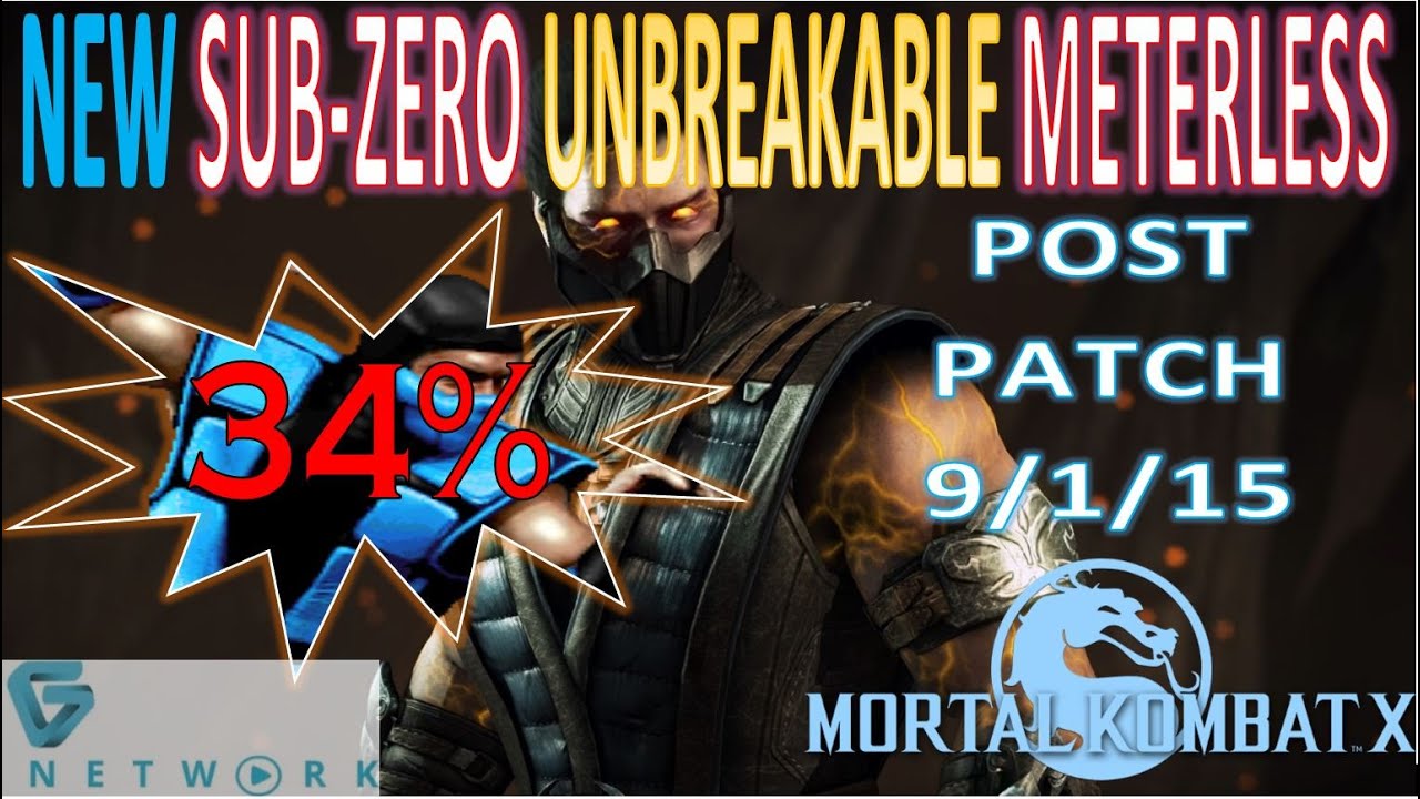 Mortal Kombat X - POST PATCH Sub-Zero Unbreakable 34% METERLESS COMBO