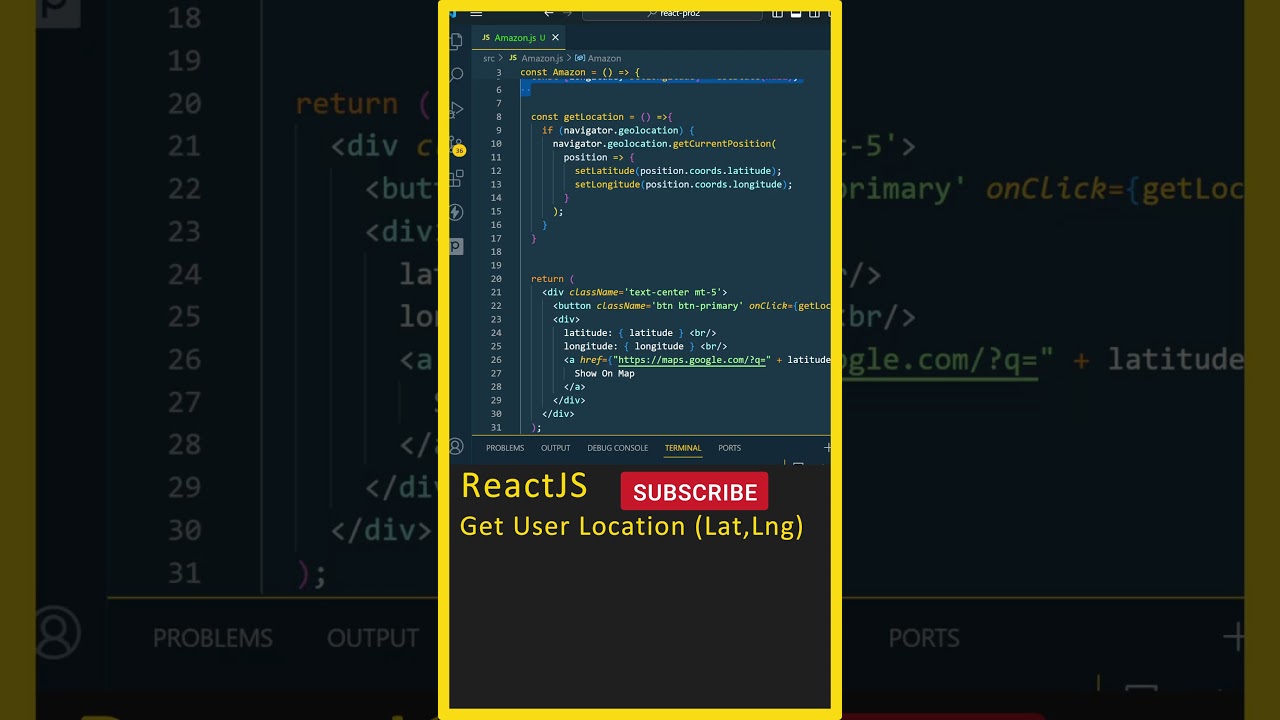ReactJS Tutorial (Get User Location) eCommerce Project, React JS Project, ReactJS Tutorial #shorts
