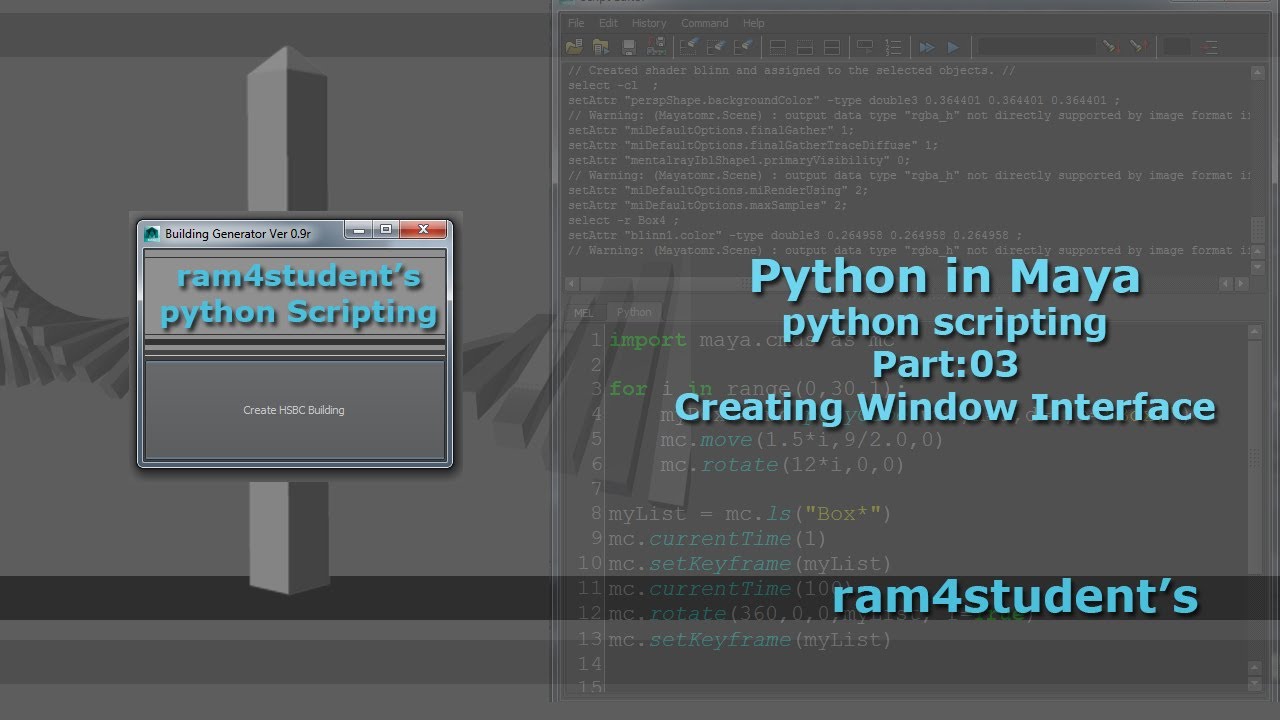 Python in Maya - python scripting - Part:03:Creating Window Interface