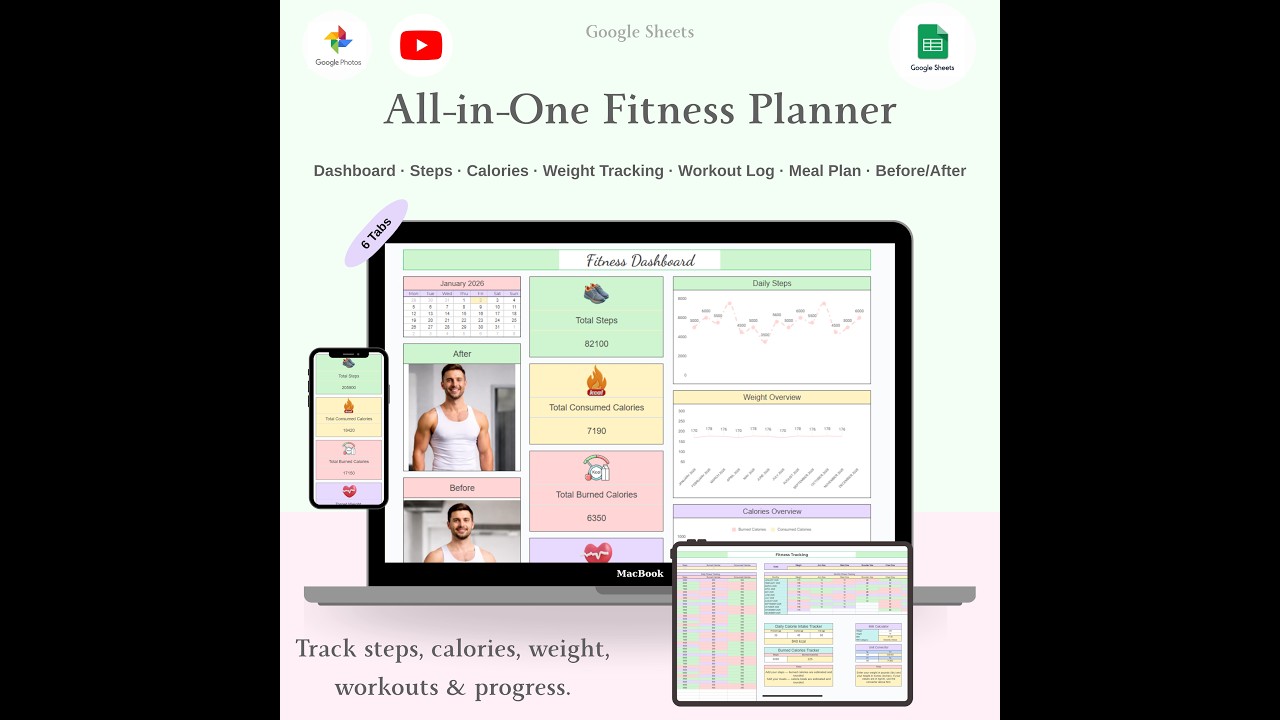 Google Sheets Fitness Planner Template (Workout + Habit Tracker)