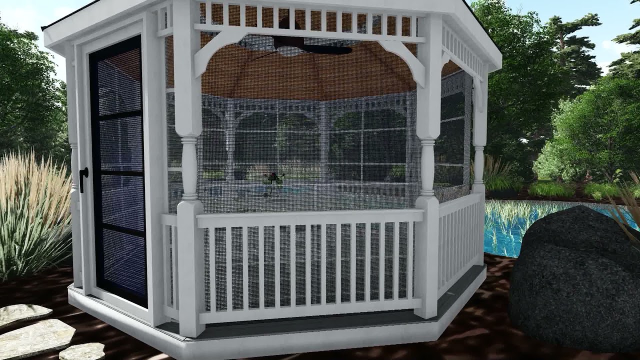 16ft Vinyl Octagon Gazebo w/ 4 Track Window System by fifthroom.com
