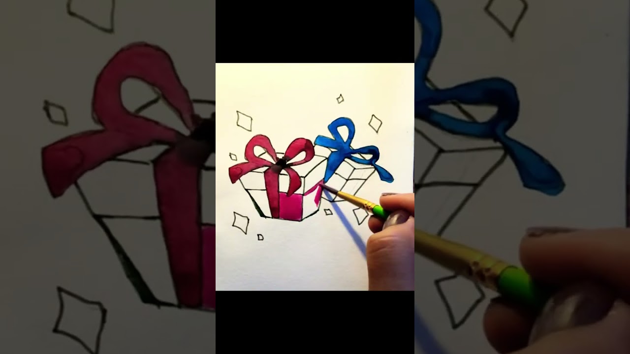 🎁Gift Boxes Drawing/Painting #shorts