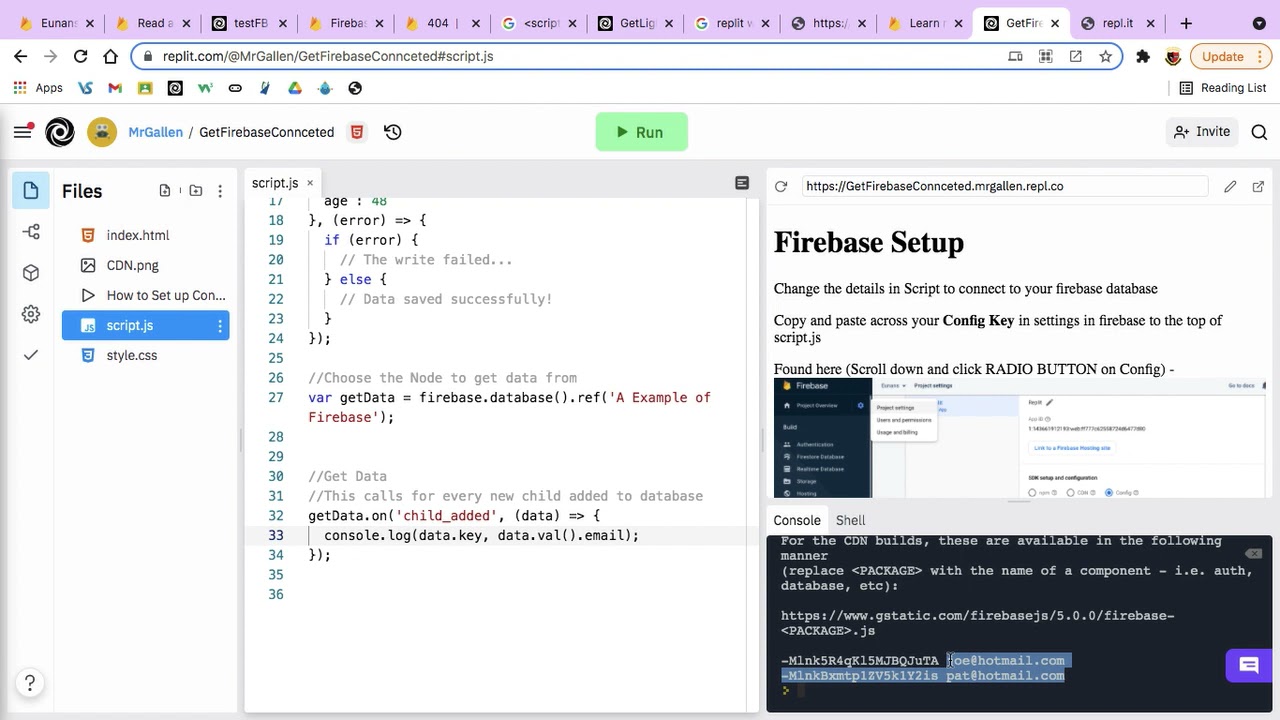Get Data from Firebase using JS