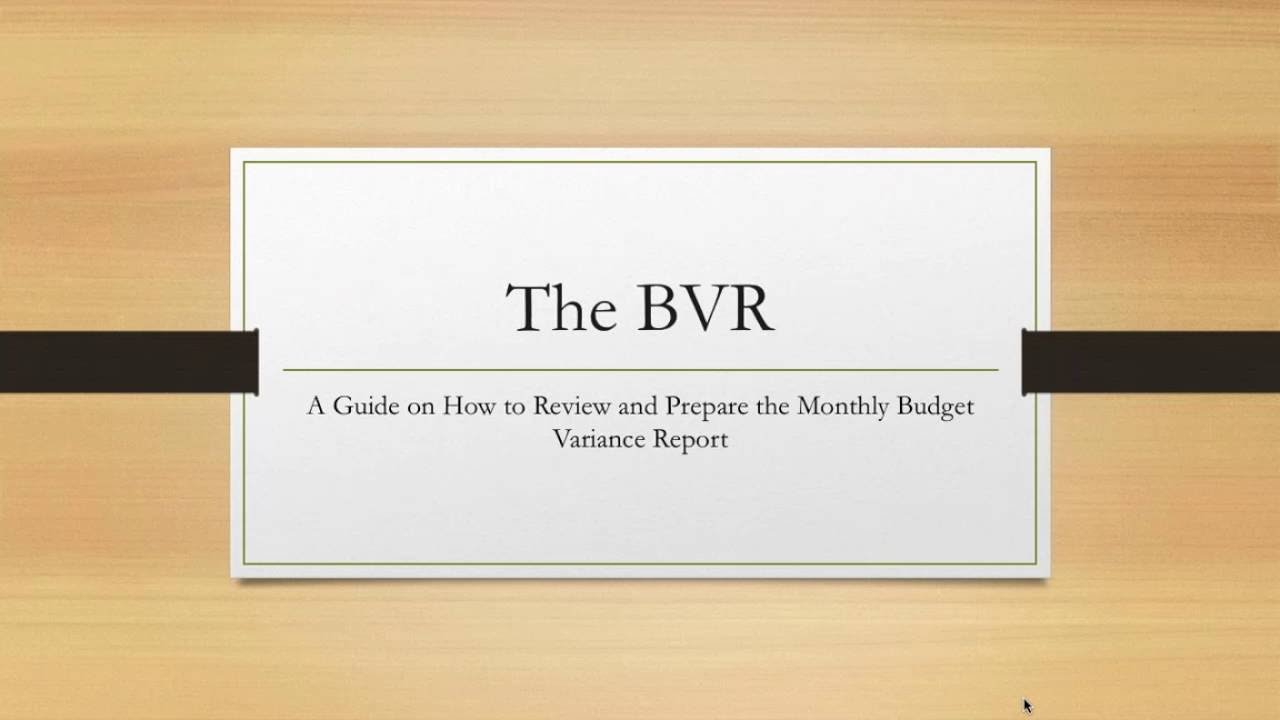 Webinar Monday: Budget Variance Report