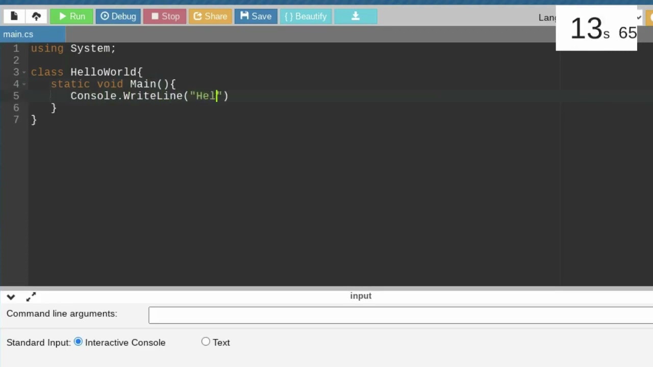 C# Coding Speedrun (HelloWorld%) in 16 seconds