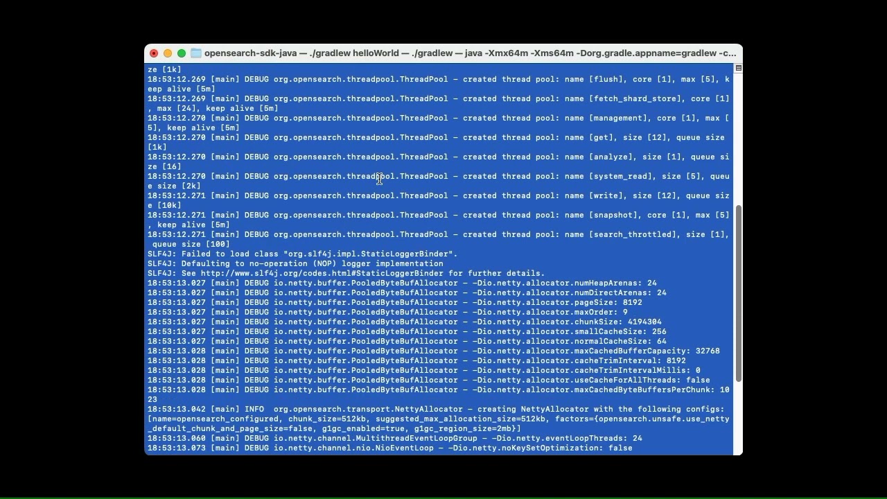 OpenSearch SDK for Java Hello World