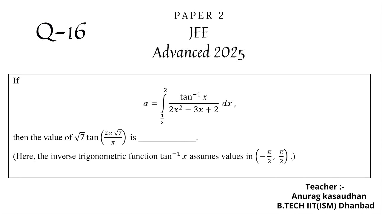 JEE Advanced 2025 Math Paper 2 (Q 16) solution | IIT JEE Maths | #jeeadvanced2025 #projecteducation