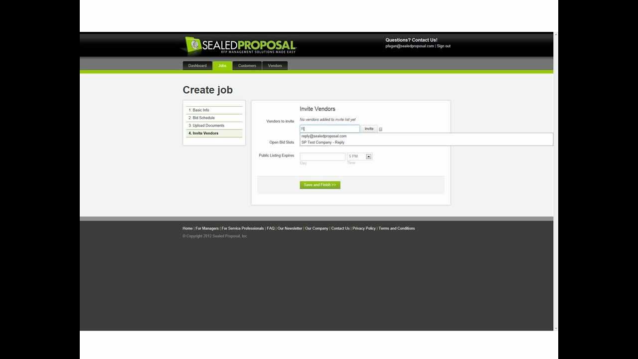Request a Bid /Create a Request for Proposal (RFP)