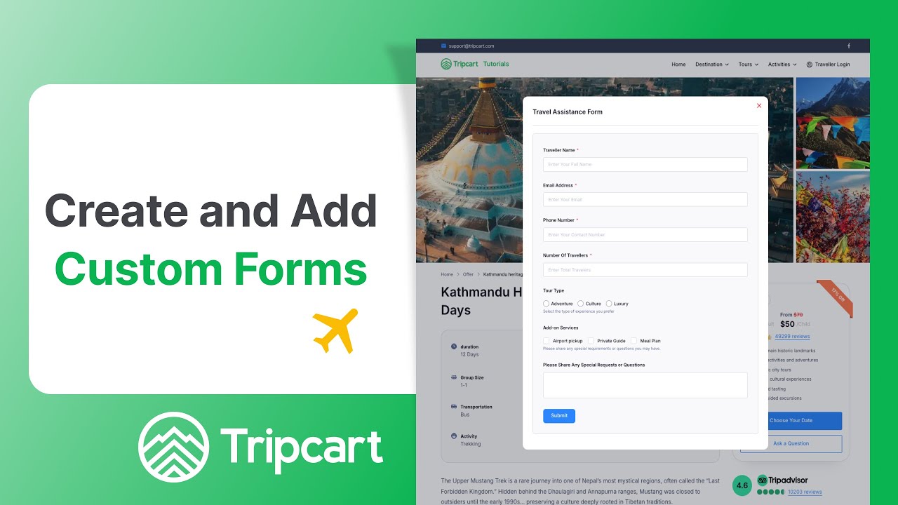 How To Create and Add Custom Forms | Tripcart Tutorials