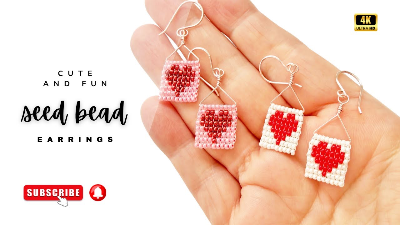 Beginner Friendly Beading Tutorial | Seed Bead Heart Earrings