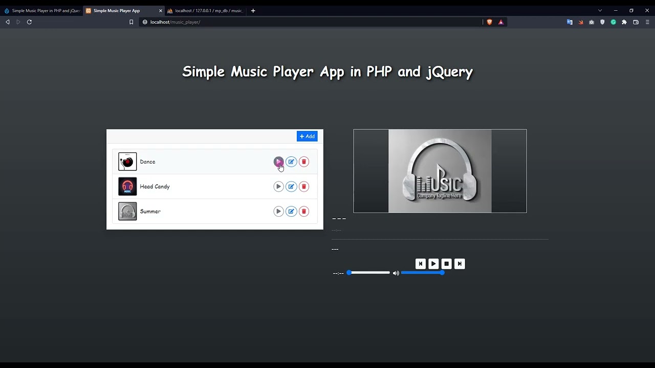 Simple Music Player in PHP and jQuery DEMO