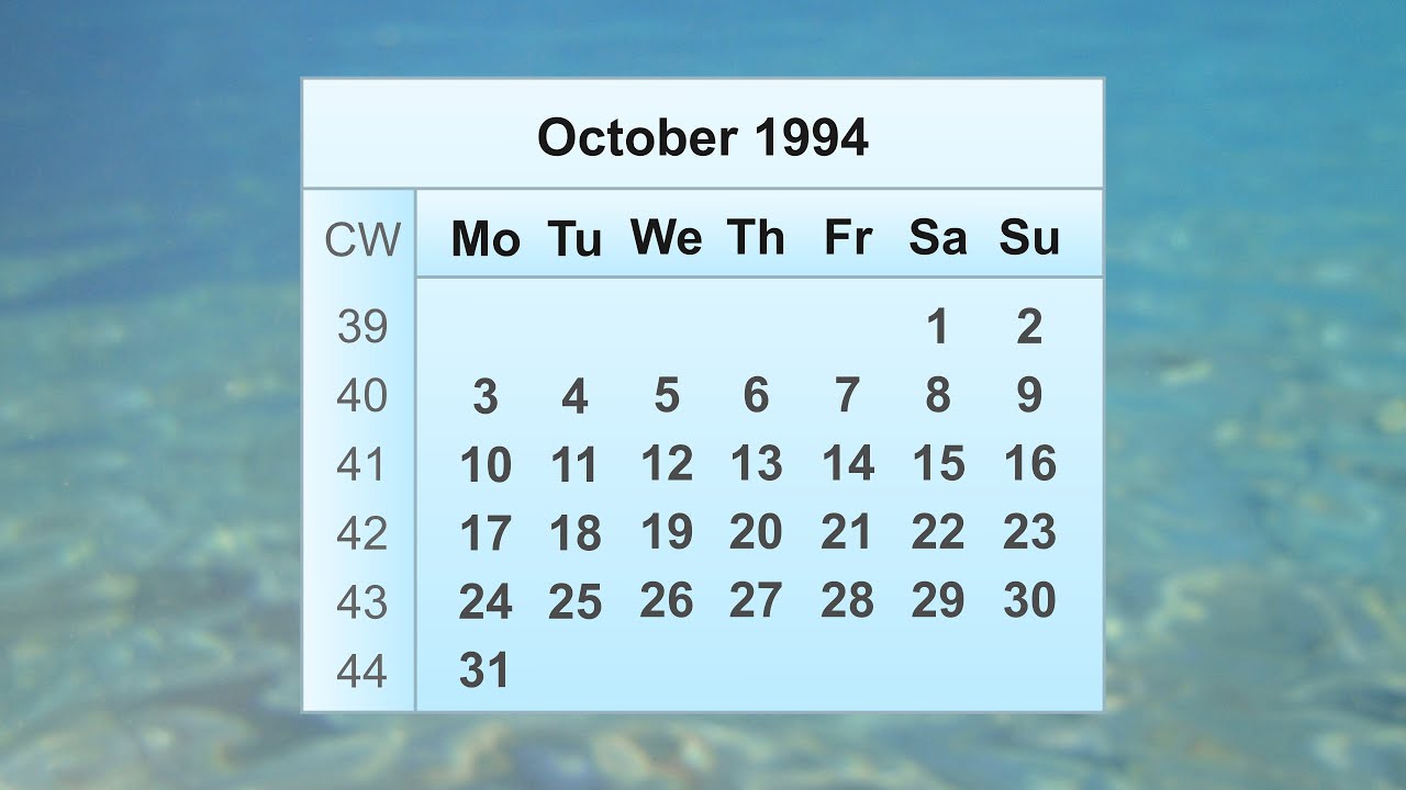 October 1994 Calendar