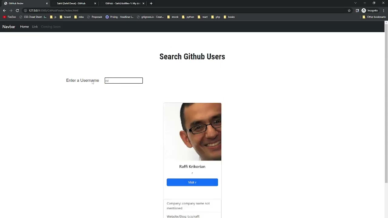 Github finder for hackathon
