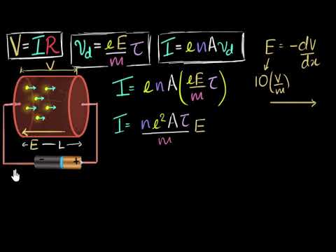 Ohm's law - derivation (using drift velocity)| Electricity | Physics | Khan Academy