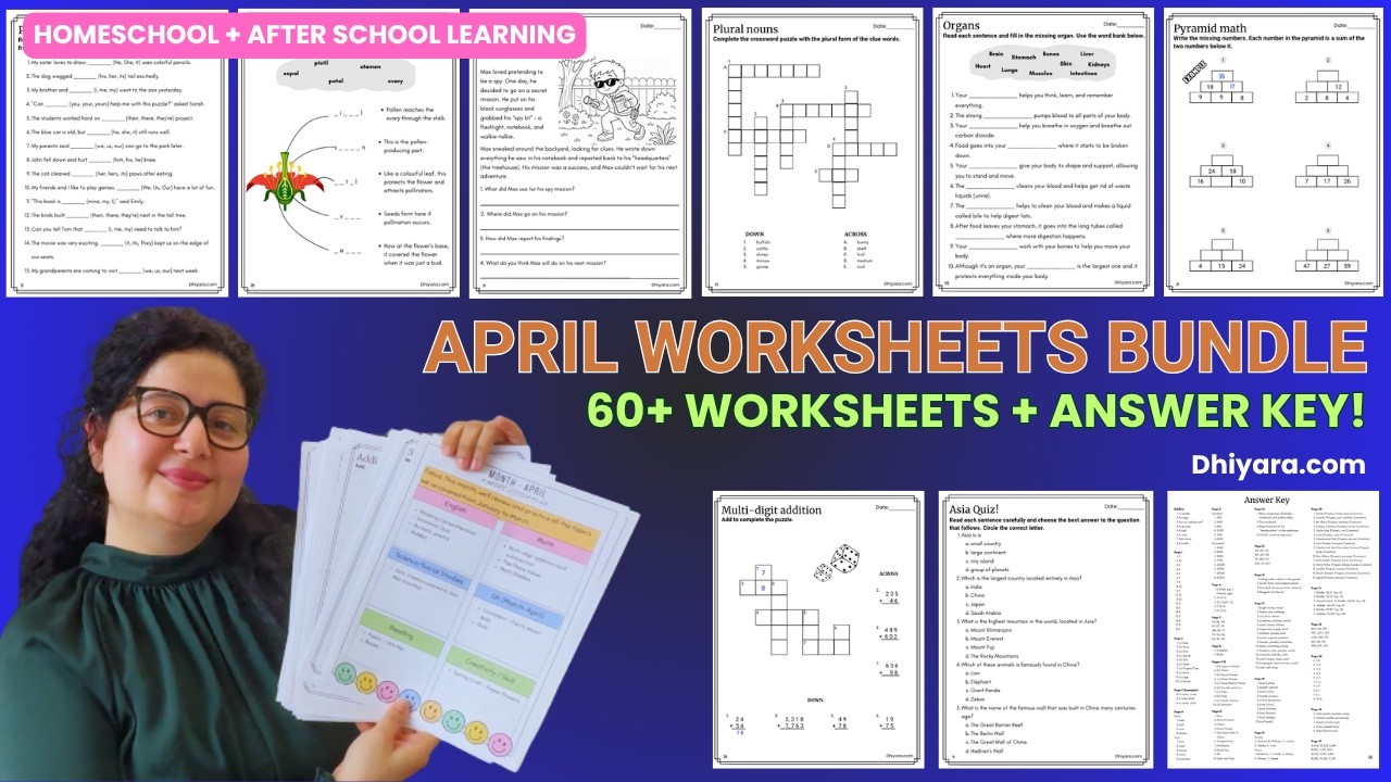 April Learning Bundle Walkthrough | 60 Printable Worksheets for Kids (7–10)