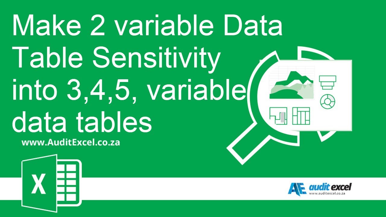 3+ way data table in MS Excel. Expand a 2 way data table what-if to 3, 4 or 5 input variables.