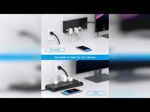 Review: Power Strip 10 Ft, HANYCONY Surge Protector with 16 Outlets 4 USB Ports(2 USB C), Flat...