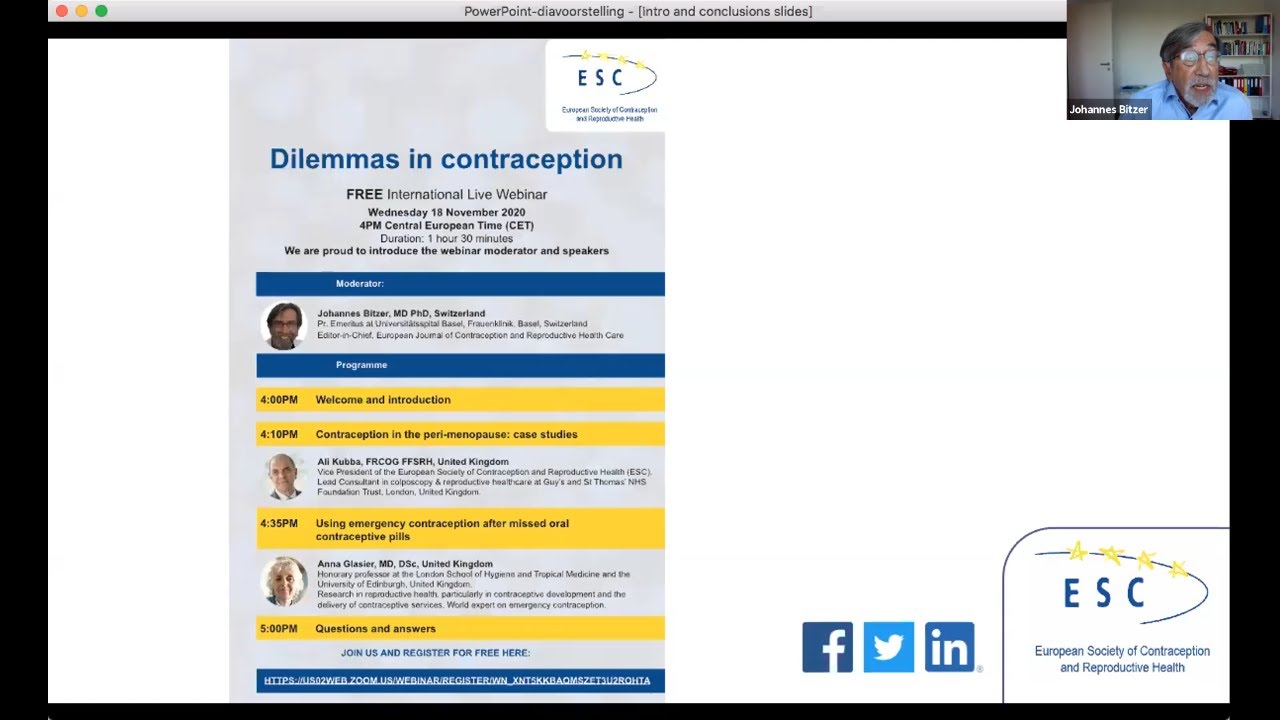 ESC Webinar: Dilemmas in contraception