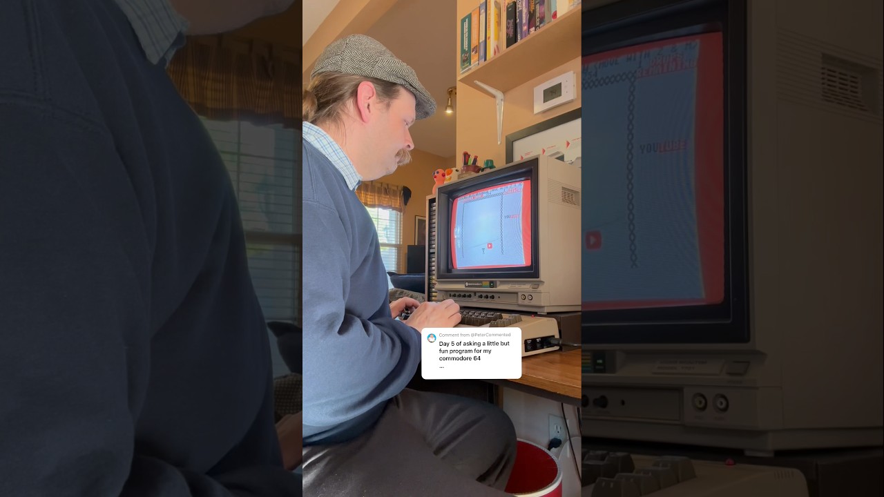 Adding a YouTube Play Button sprite to an old Commodore 64 “type in” BASIC game #retrocomputing