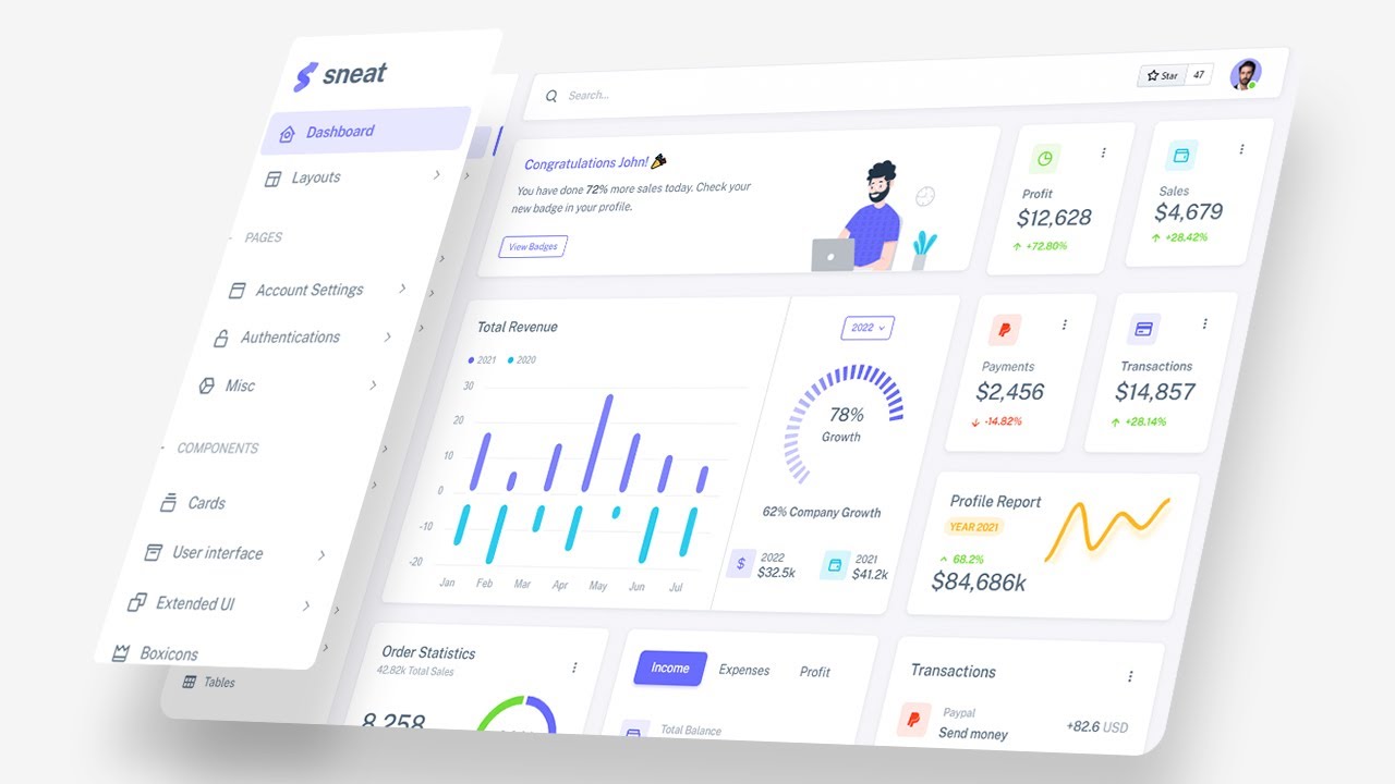 Responsive Admin Dashboard HTML CSS & Javascript | Download Source Code