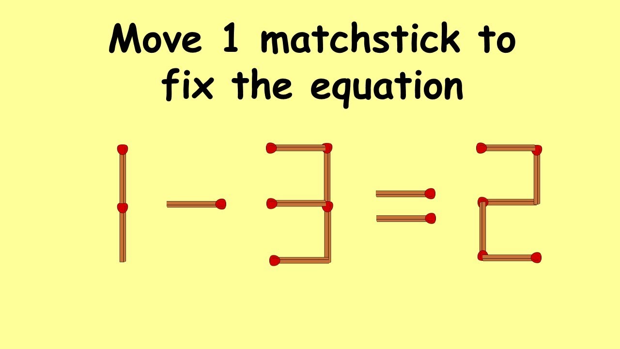 Fix 1-3=2 | Match Stick Puzzles #60 | Puzzles with Answer | Move only 1 stick